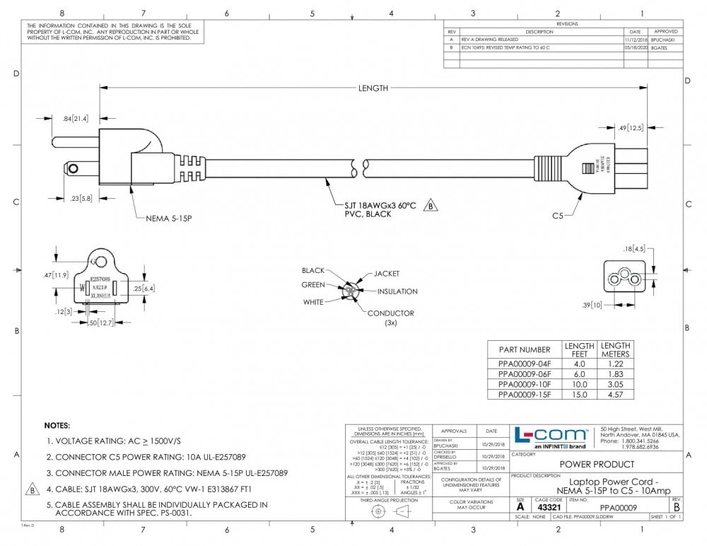 L-com PPA00009 product drawing