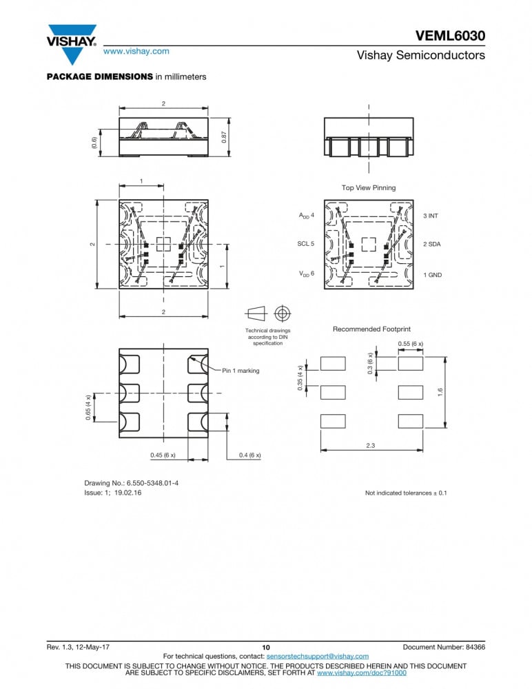VEML6030 datasheet page 10