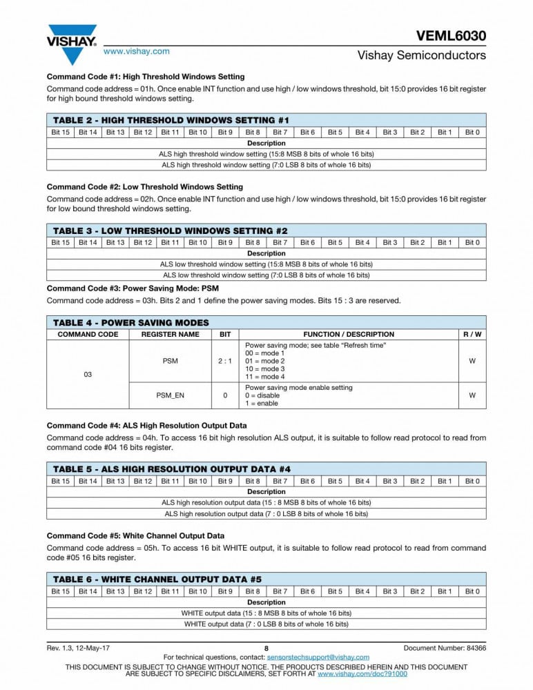 VEML6030 datasheet page 8