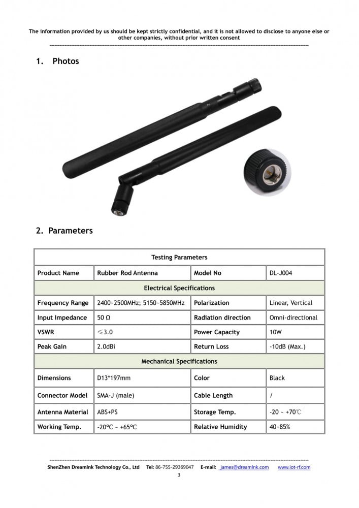 DL-J004 technical document page 3