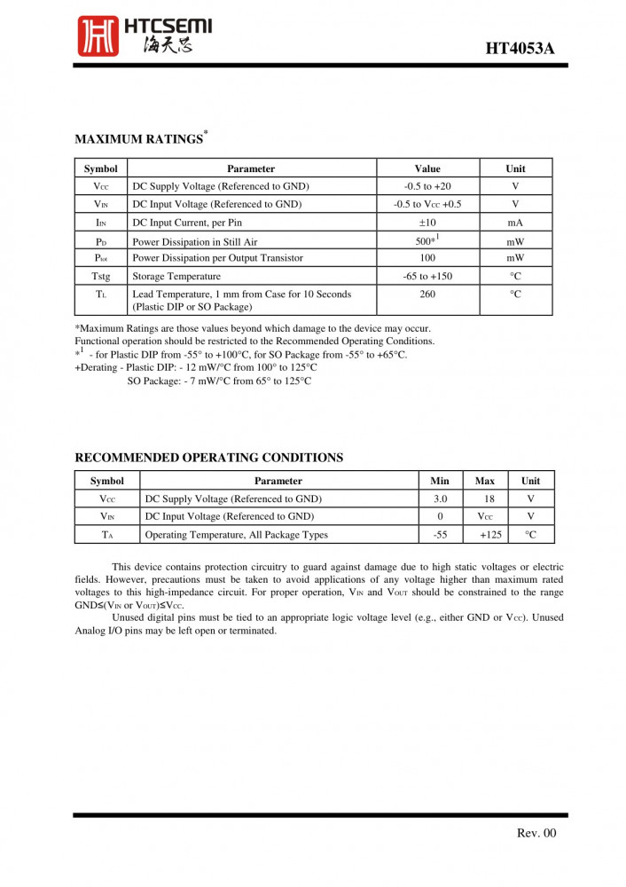 HT4053ARZ datasheet page 2