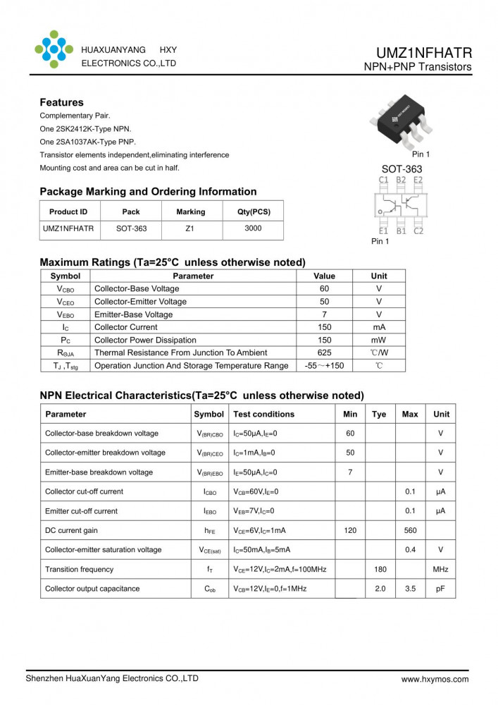 UMZ1NFHATR-HXY datasheet page 1
