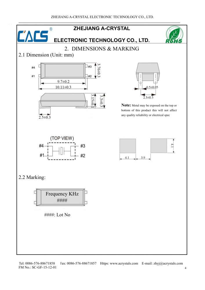 PMX405-LF specification document page 4