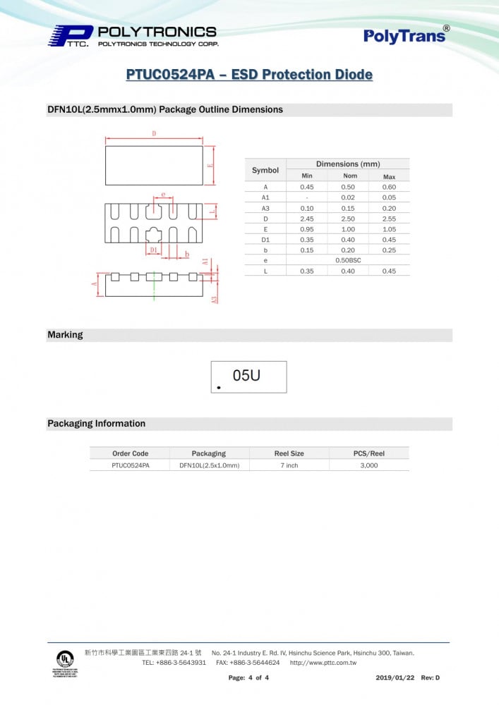 PTUC0524PA datasheet page 4