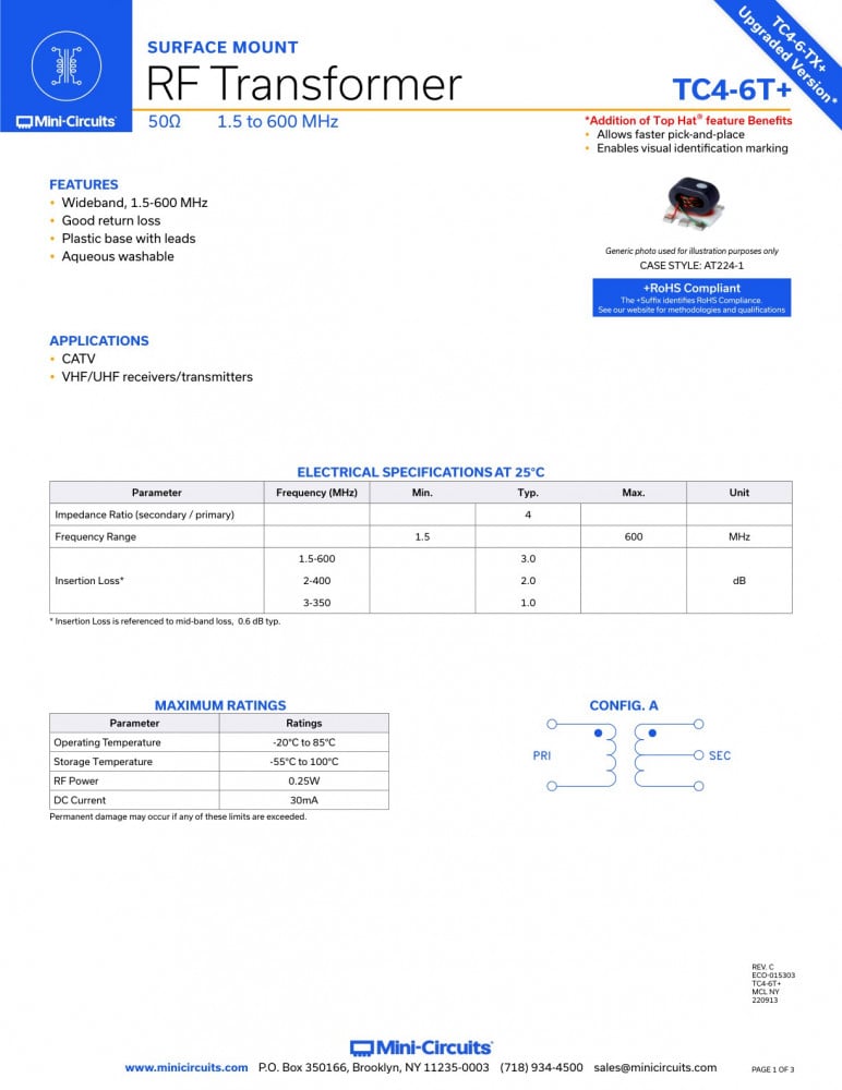 TC4-6T+ datasheet page 1