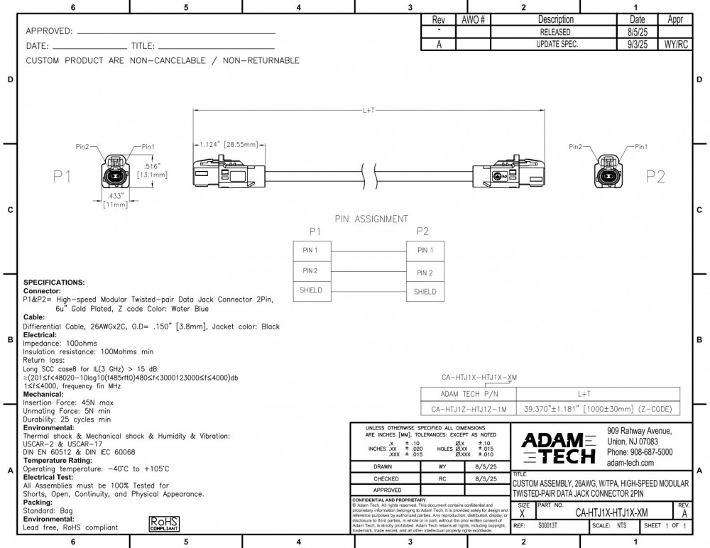 CA-HTJ1X-HTJ1X-XM technical drawing page
