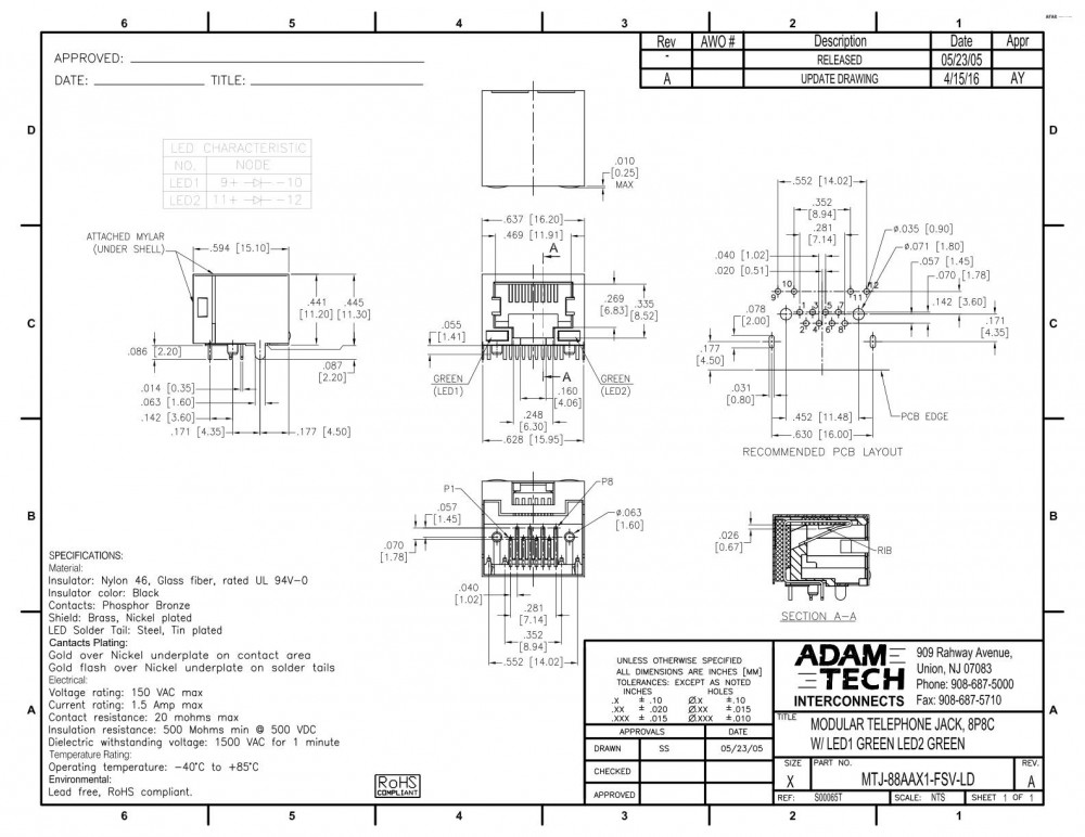 ADAM TECH MTJ-88AAX1-FSV-LD technical document page
