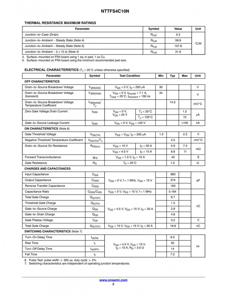 NTTFS4C10NTAG datasheet page 2