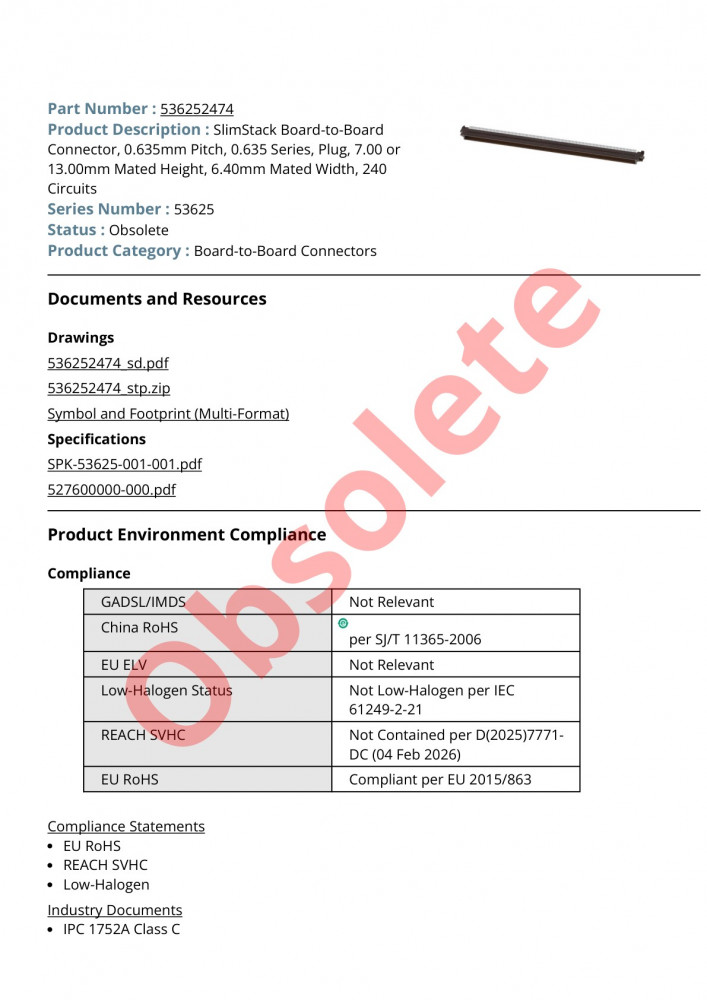 MOLEX 536252474 technical document page 1