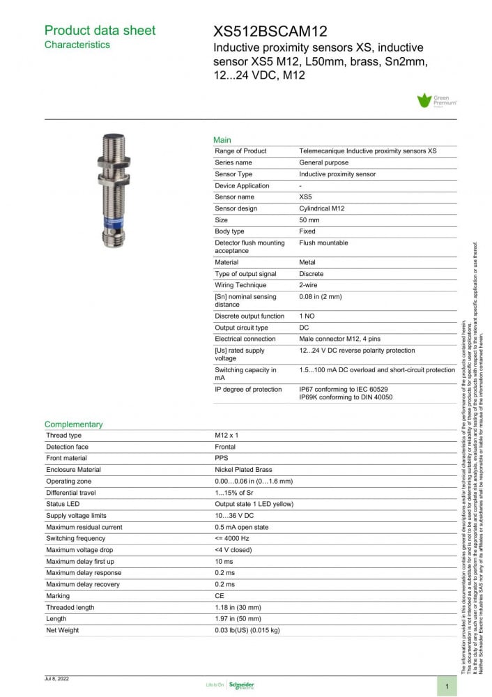 XS512BSCAM12 technical document page 1