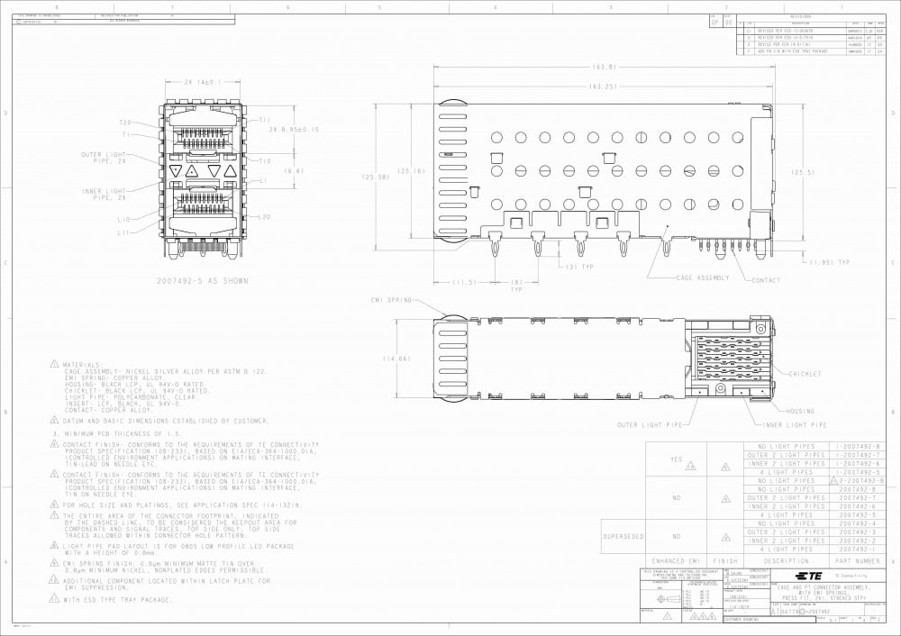 TE Connectivity 1-2007492-7 technical drawing page 1
