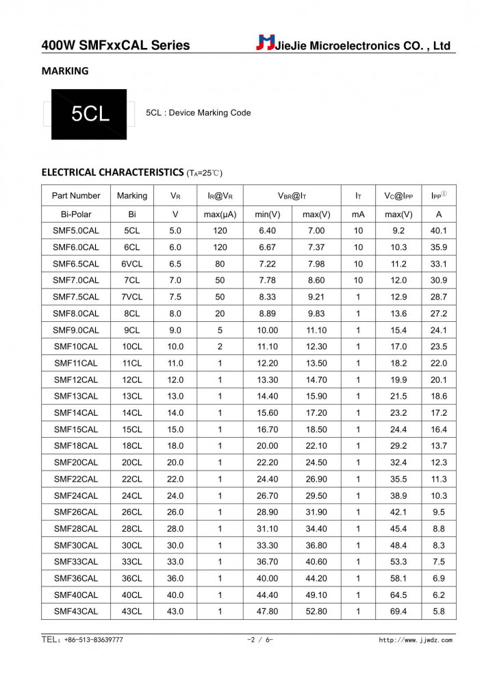 SMF5.0CAL datasheet page 2
