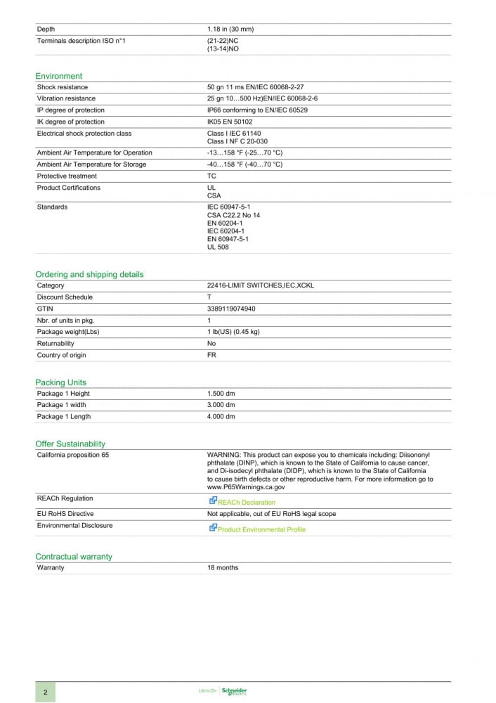 XCKL115X1 technical document page 2
