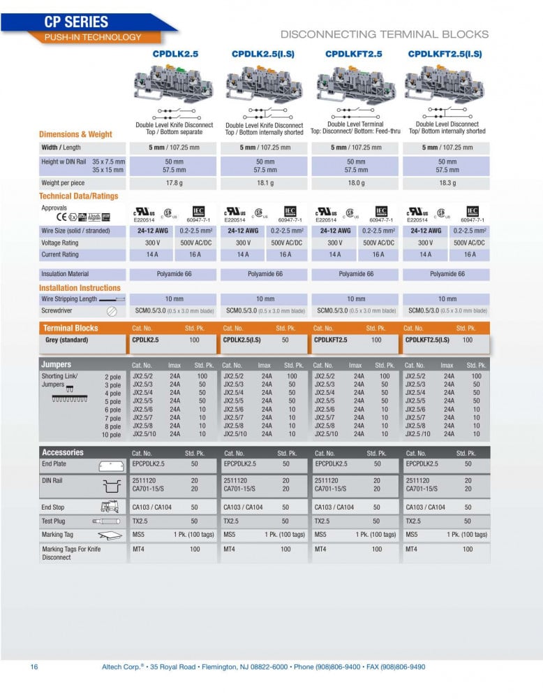 Altech CA103 technical document page