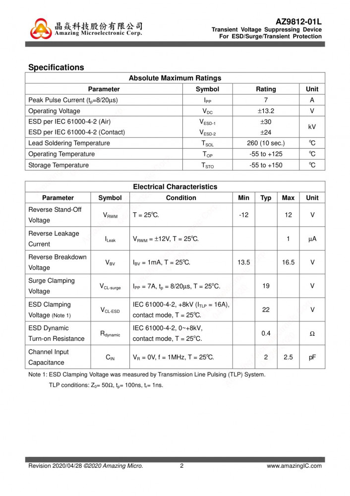 AZ9812-01L datasheet page 2