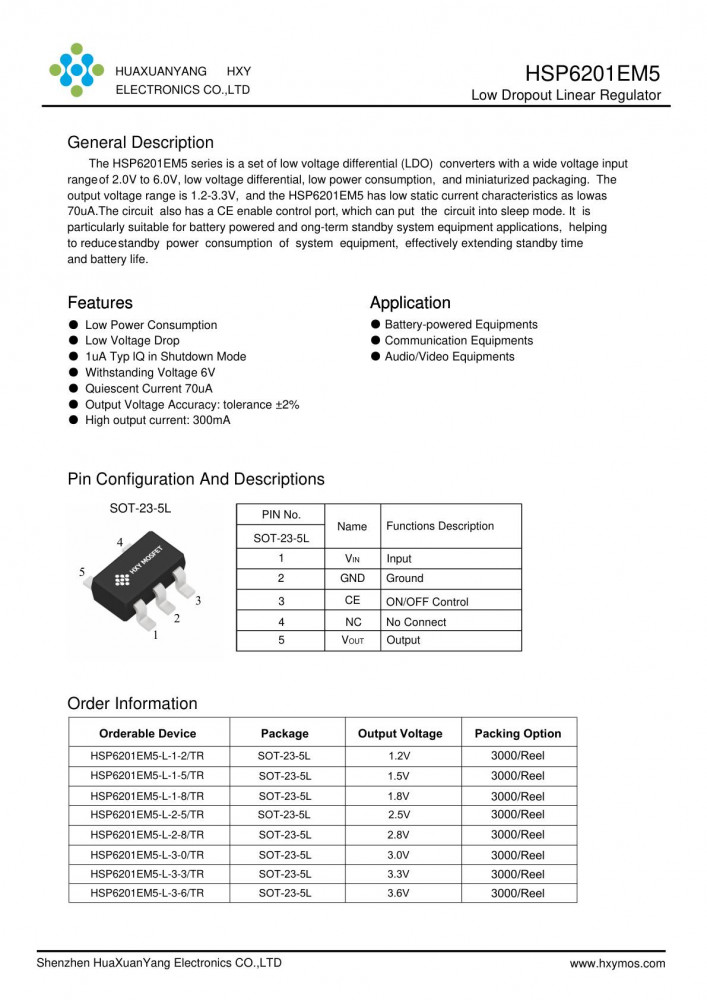 HSP6201EM5 datasheet page 1