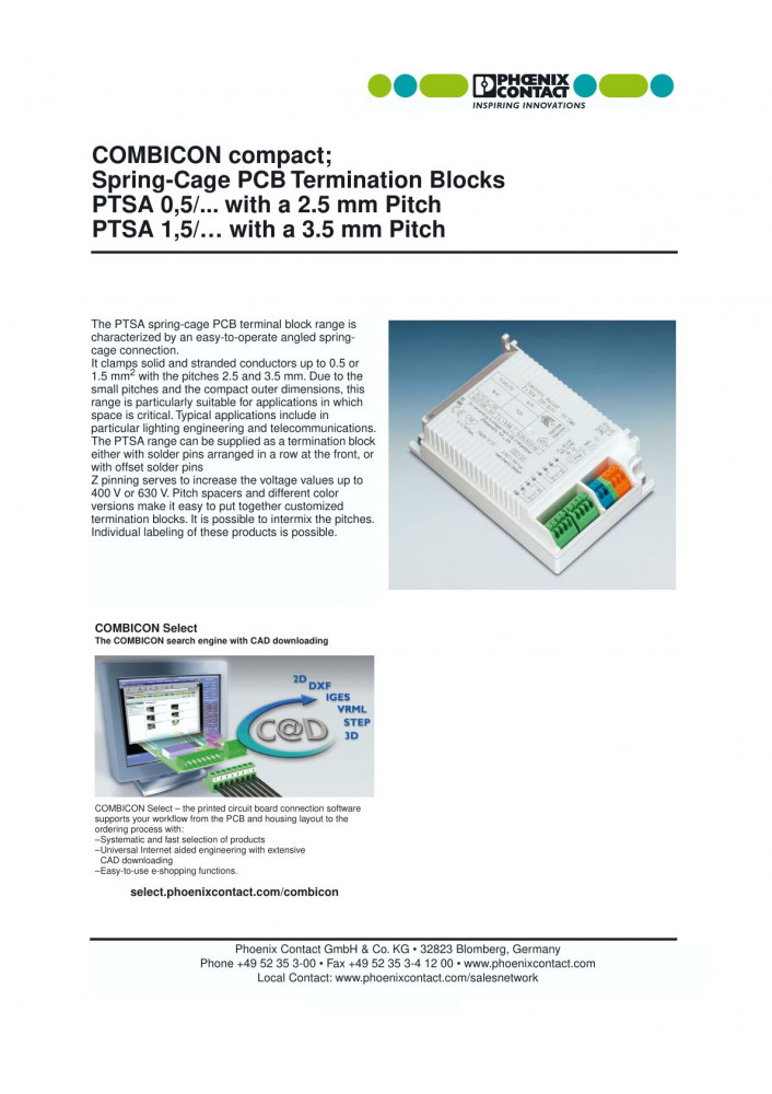 Phoenix Contact PTSA technical document page 1