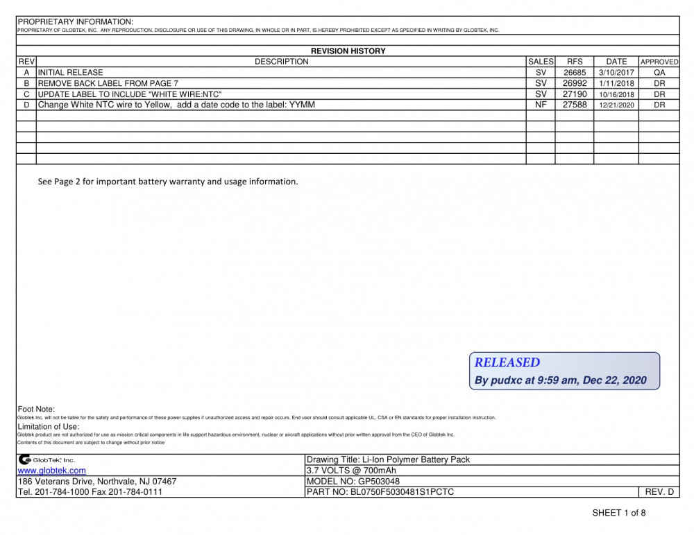 BL0750F5030481S1PCTC technical drawing page 1