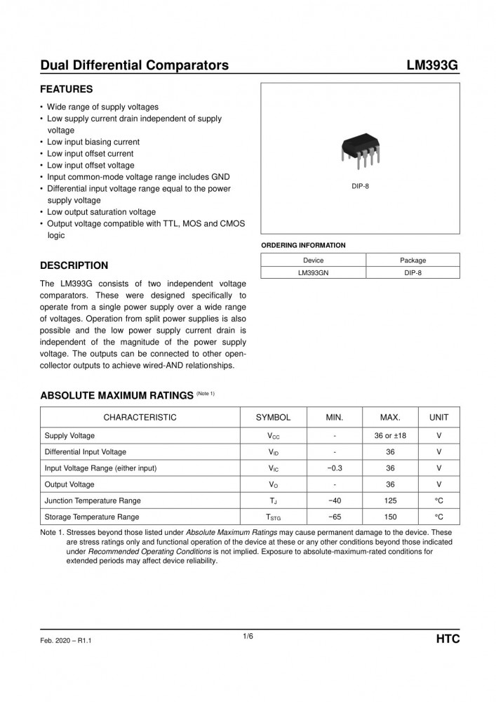 LM393GN datasheet page 1