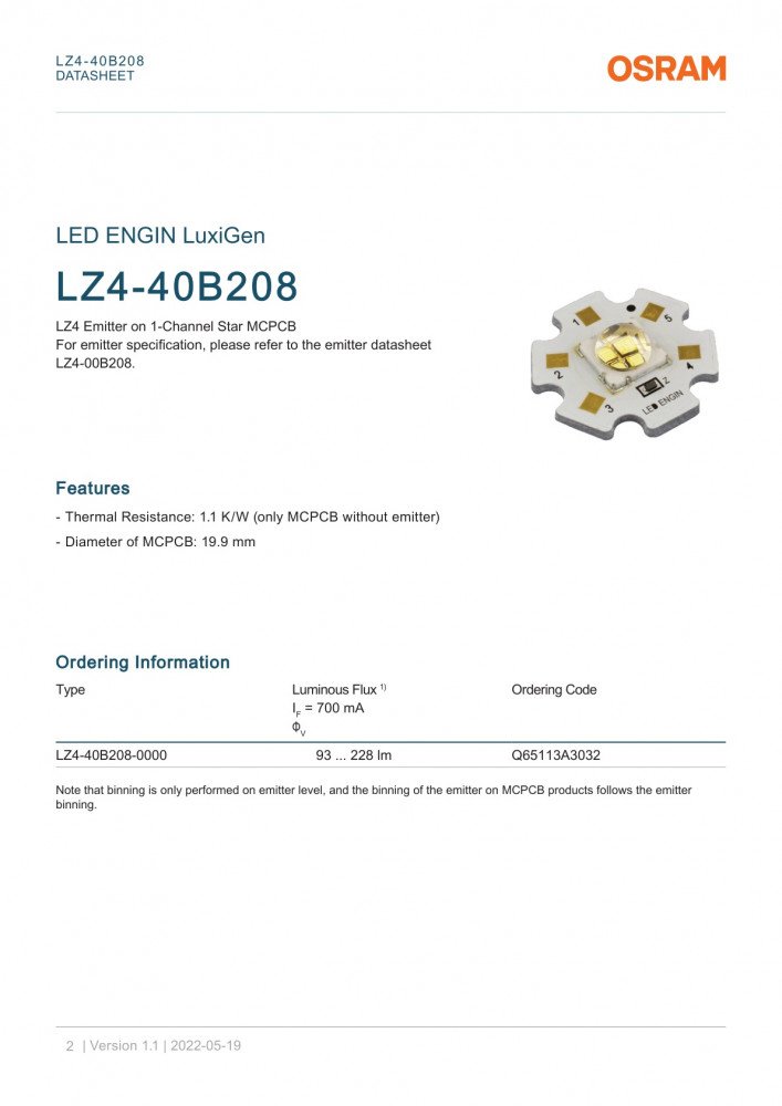 LZ4-40B208 datasheet page 2