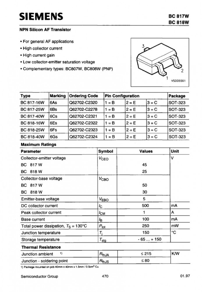 BC818-40W datasheet page 1