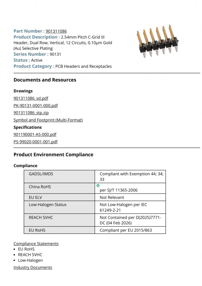 MOLEX 901311086 document page 1