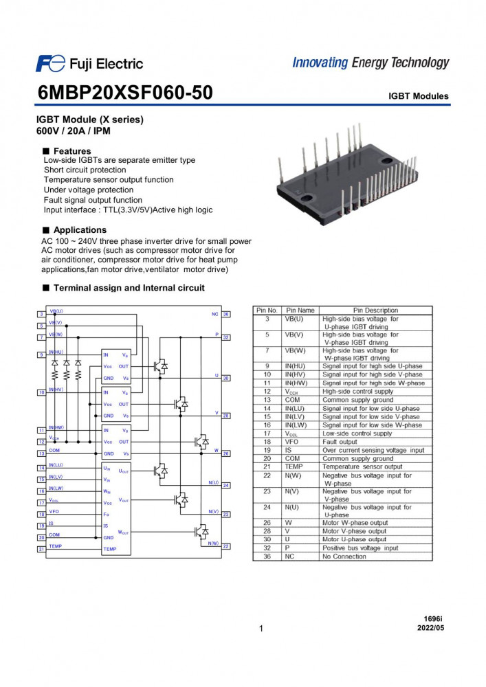 6MBP20XSF060-50 datasheet page 1