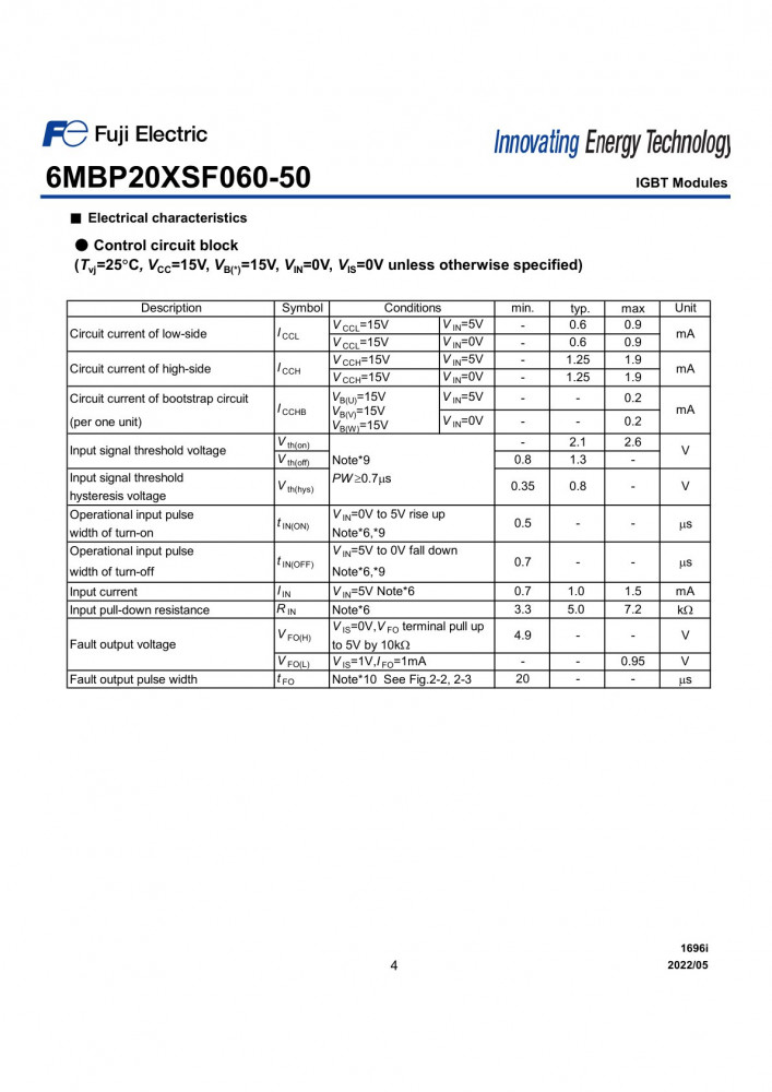 6MBP20XSF060-50 datasheet page 4