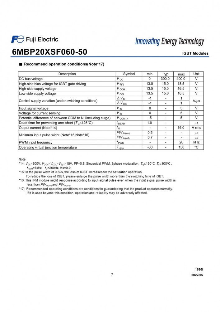 6MBP20XSF060-50 datasheet page 7