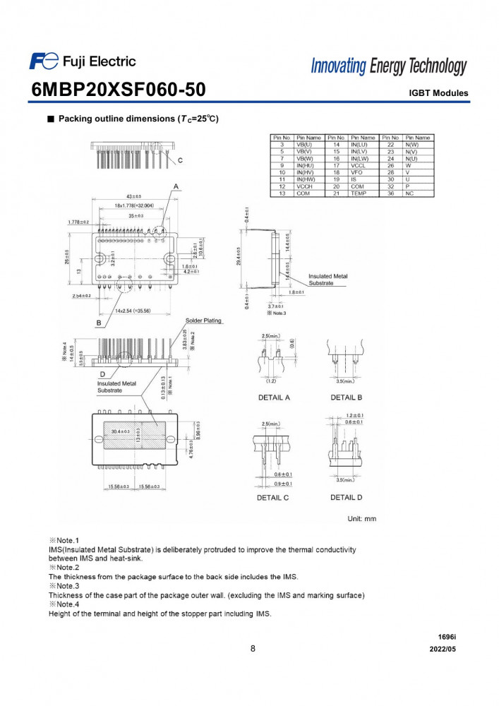 6MBP20XSF060-50 datasheet page 8