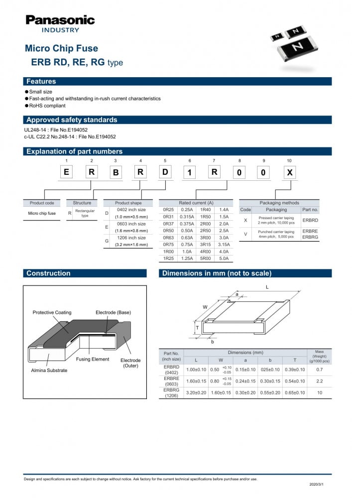ERB series datasheet page 1