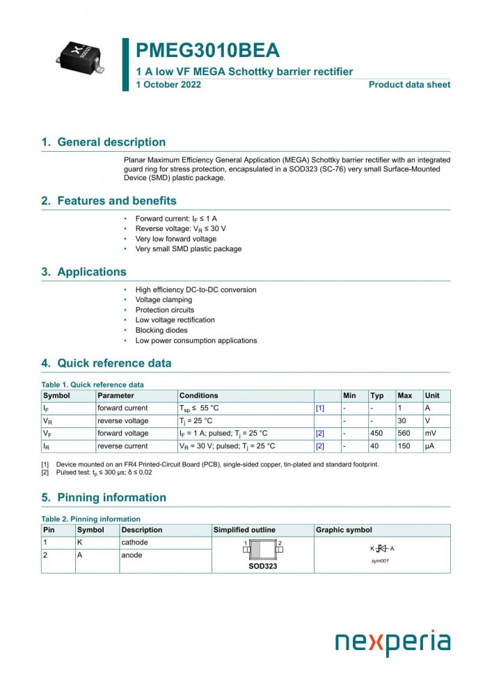 PMEG3010BEA datasheet page 1