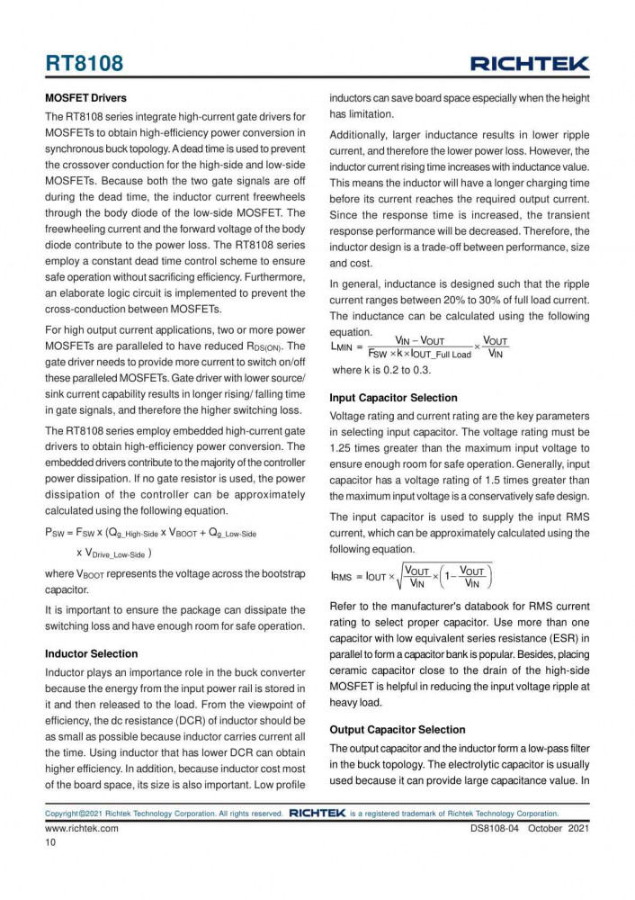 RT8108 datasheet page 10