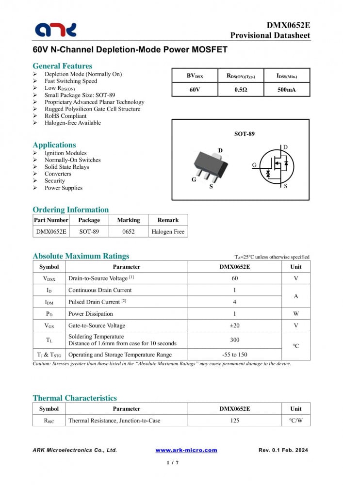 DMX0652E datasheet page 1