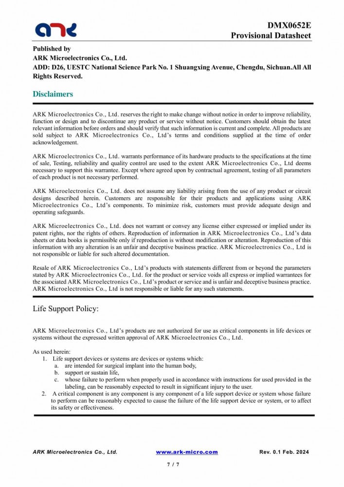 DMX0652E datasheet page 7