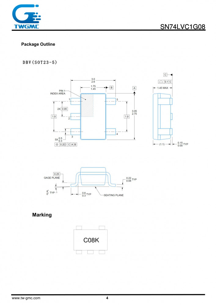 SN74LVC1G08DCKR technical document page 4