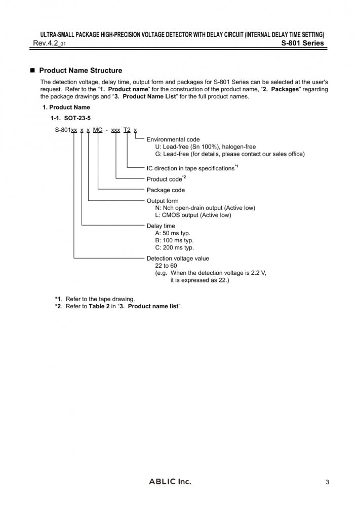 ABLIC S-801 Series datasheet page 3