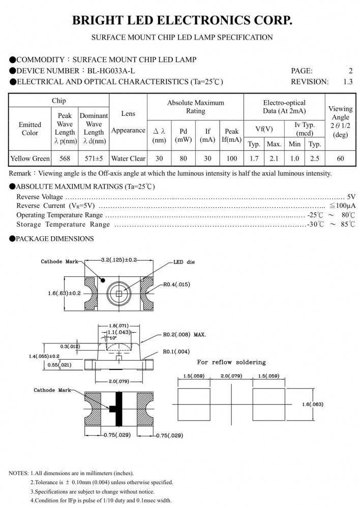 BL-HG033A-L-TRB technical specification, page 1
