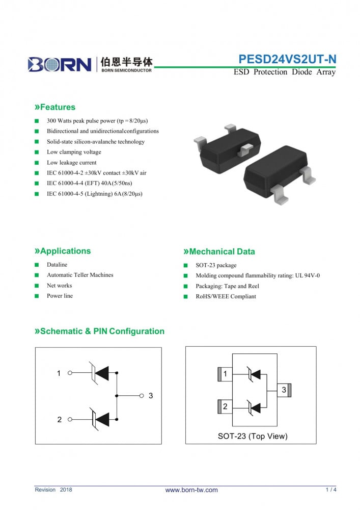 PESD24VS2UT-N datasheet page 1