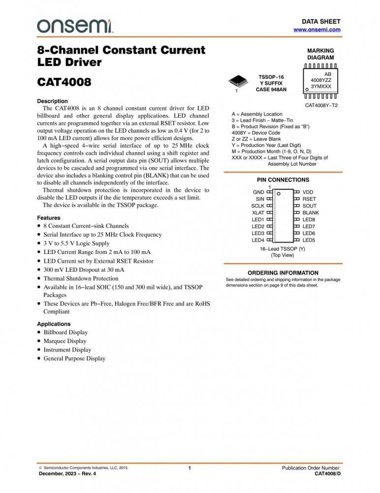 CAT4008 datasheet page 1