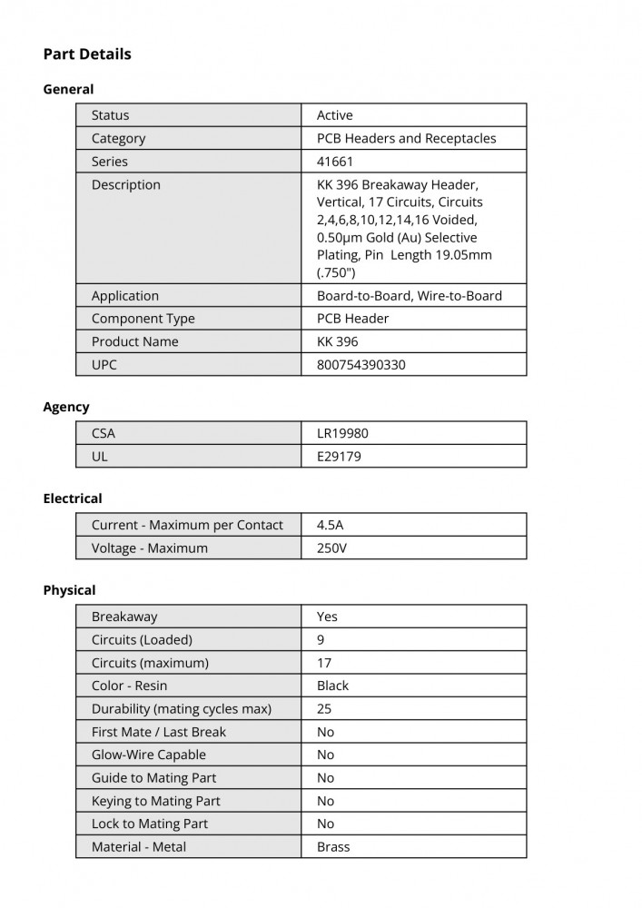 Technical document page 2 for MOLEX 26497171