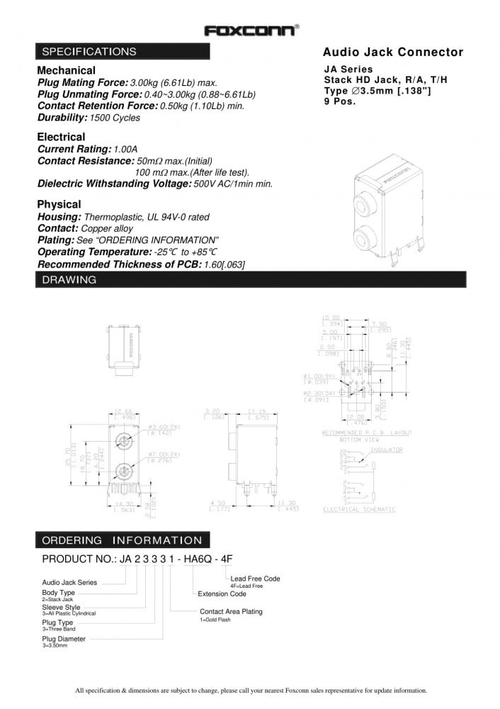 FOXCONN JA23331-HA6Q-4F technical document preview