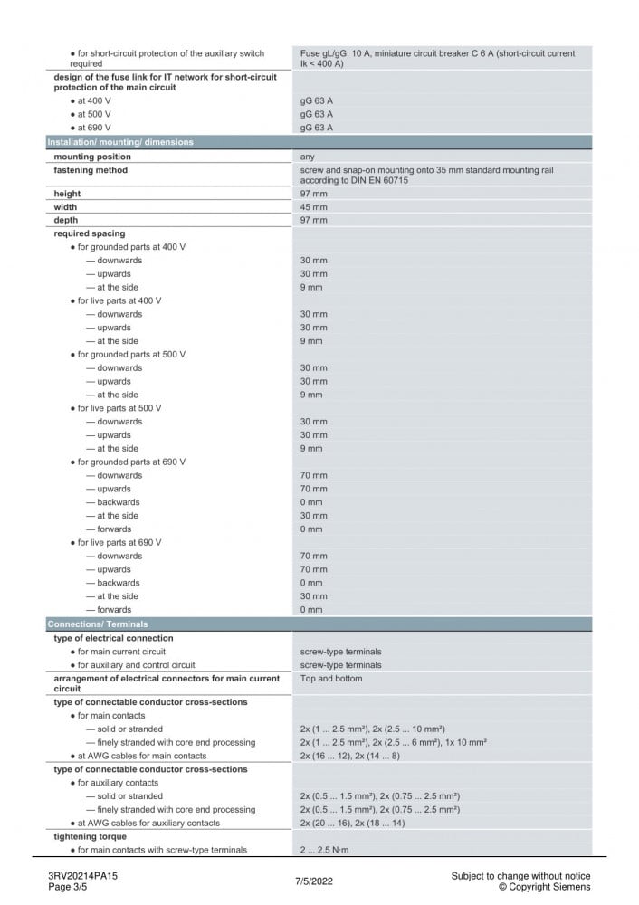3RV20214PA15 technical document page 3