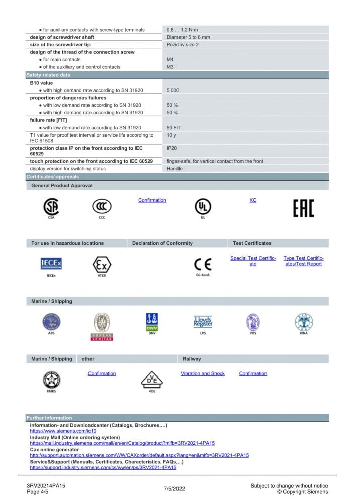 3RV20214PA15 technical document page 4