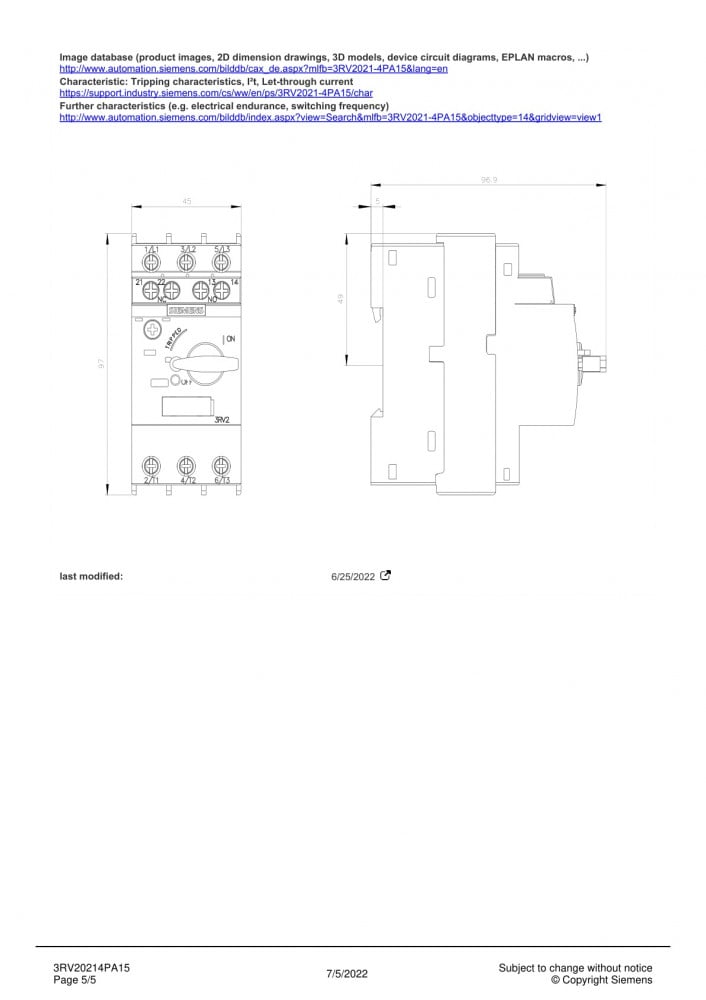 3RV20214PA15 technical document page 5