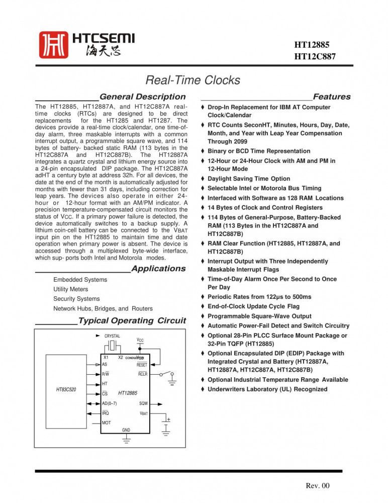 HT12885ARWZ technical document page 1