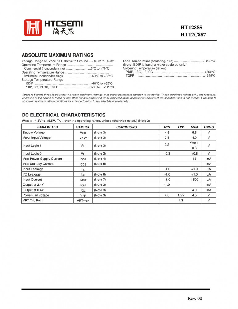 HT12885ARWZ technical document page 2