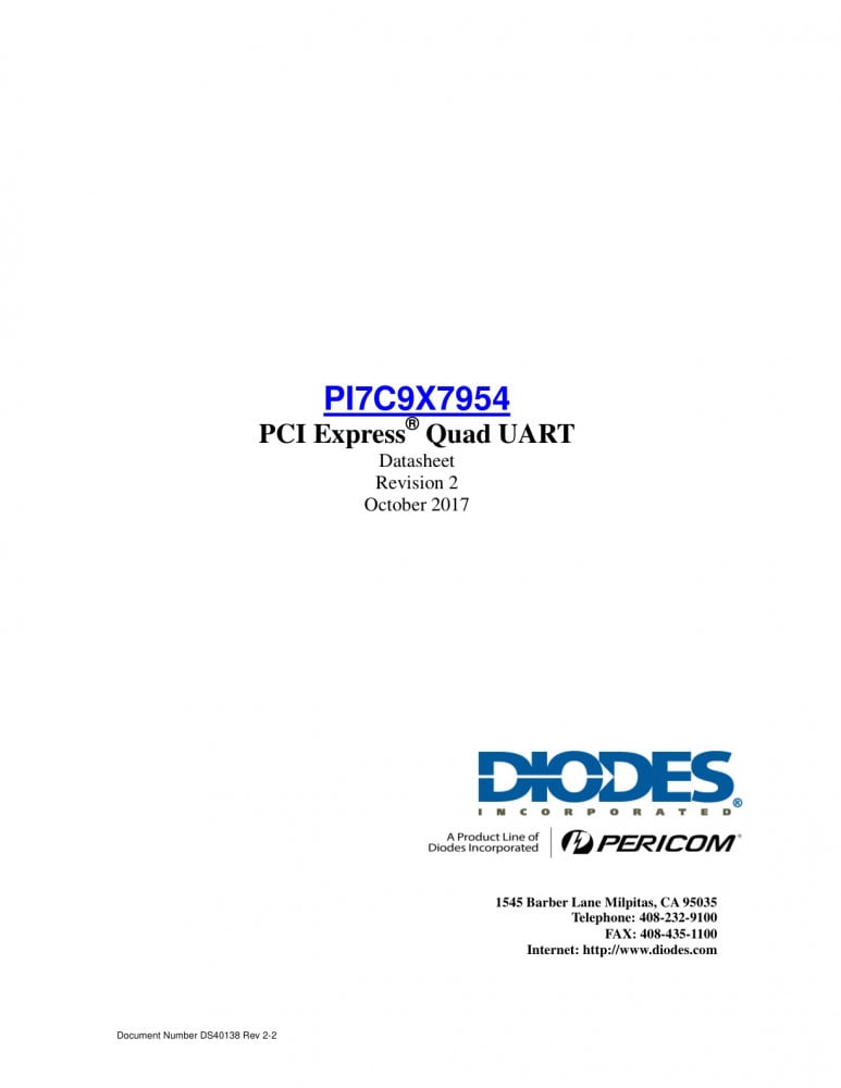 PI7C9X7954 datasheet page 1