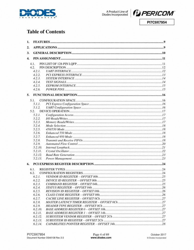 PI7C9X7954 datasheet page 4