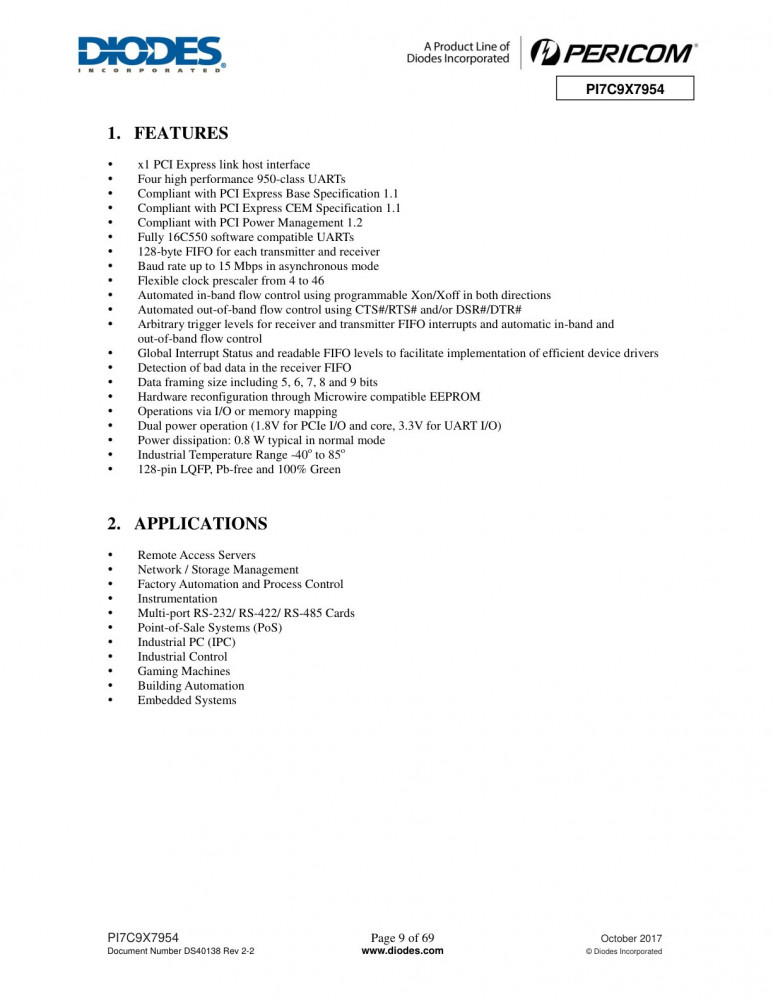 PI7C9X7954 datasheet page 9
